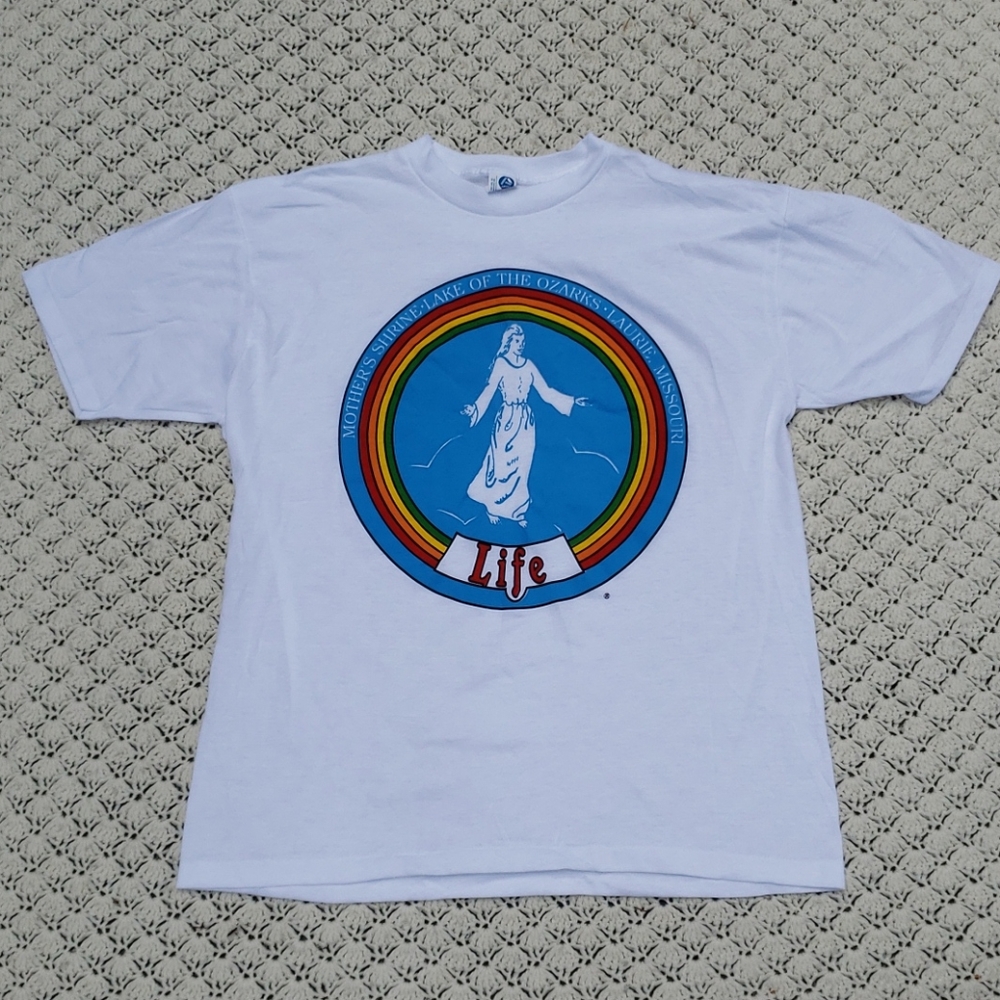 Vtg Mother Shrine Ozarks Religious Graphic T Shirt - Gem